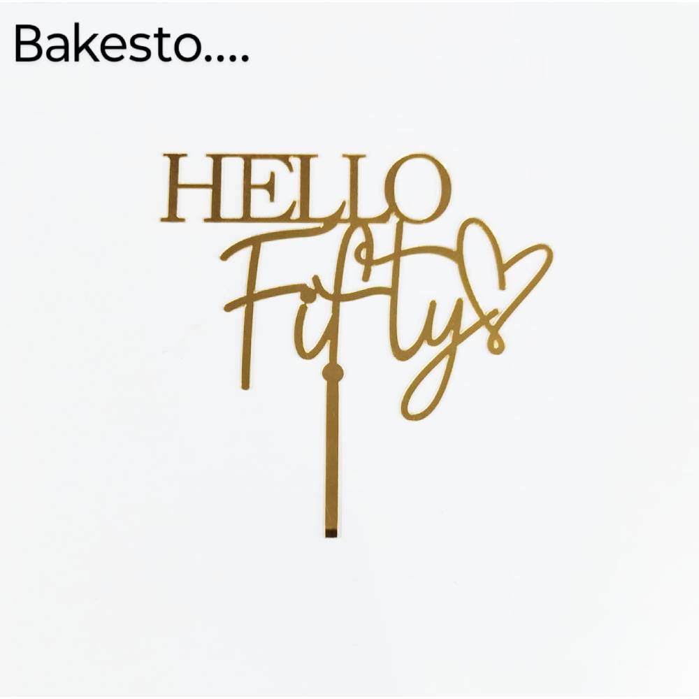 Hello Fifty Acrylic Topper - Bakesto