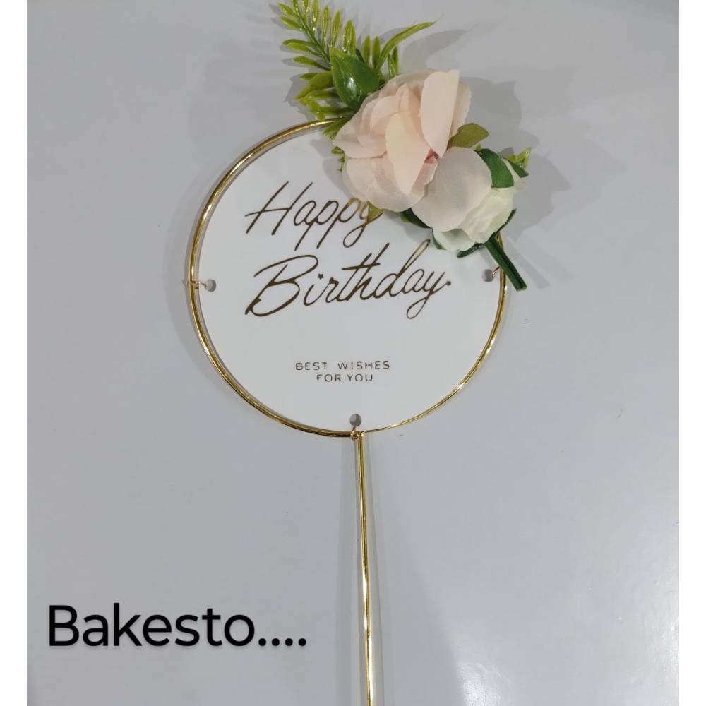 Mettal Round Birthday Topper - Bakesto
