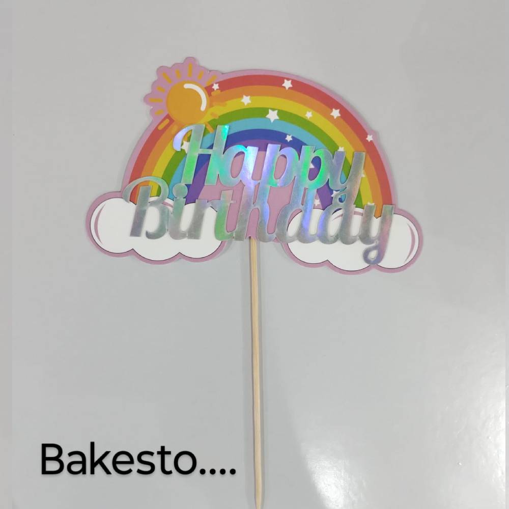 Cake Topper Rainbow Birthday Stick Topper - Bakesto